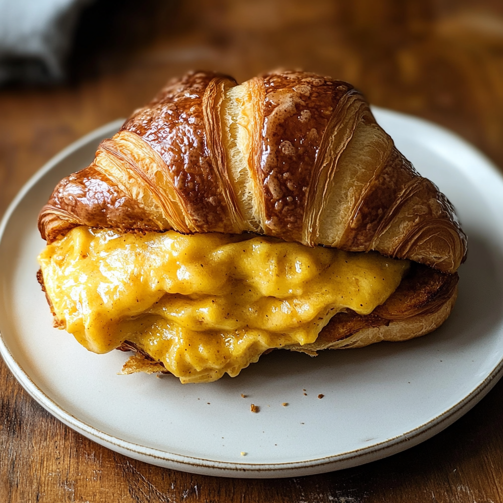 Killer Maple Mustard Croissant Breakfast Sandwiches