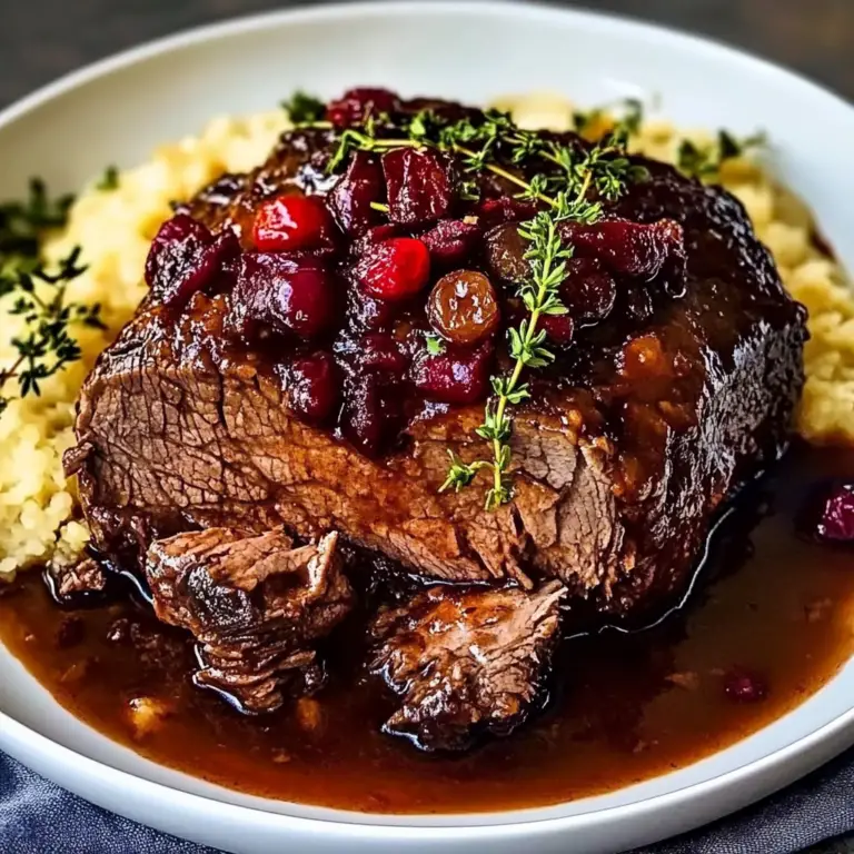 Slow-Braised Beef Roast with Cranberry Balsamic Glaze
