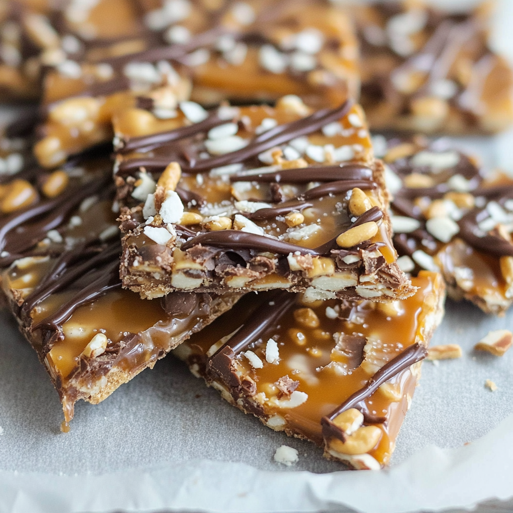 Salted Caramel Toffee Pretzel Bark