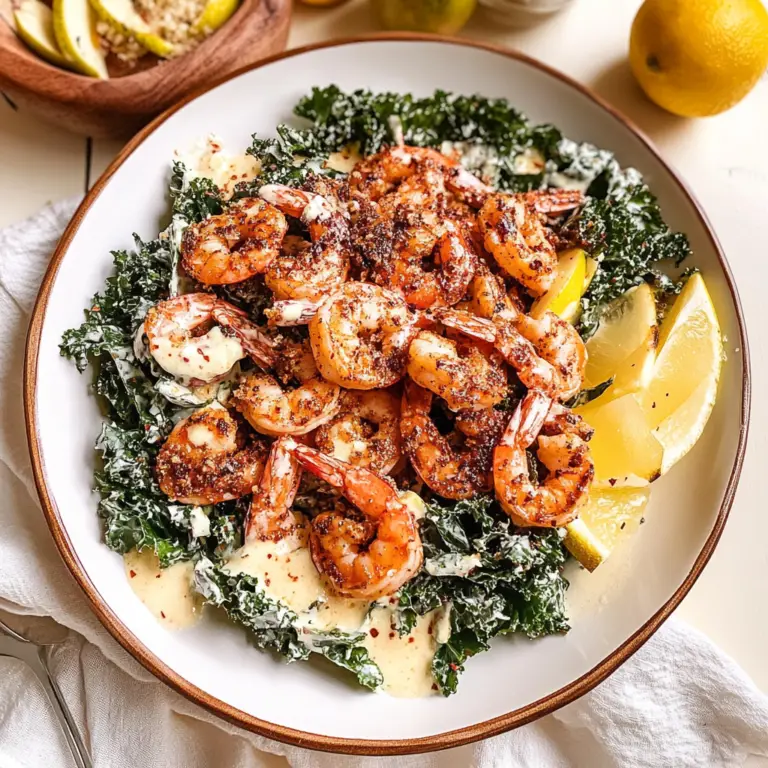 Blackened Shrimp Tuscan Kale and Shaved Apple Caesar Salad